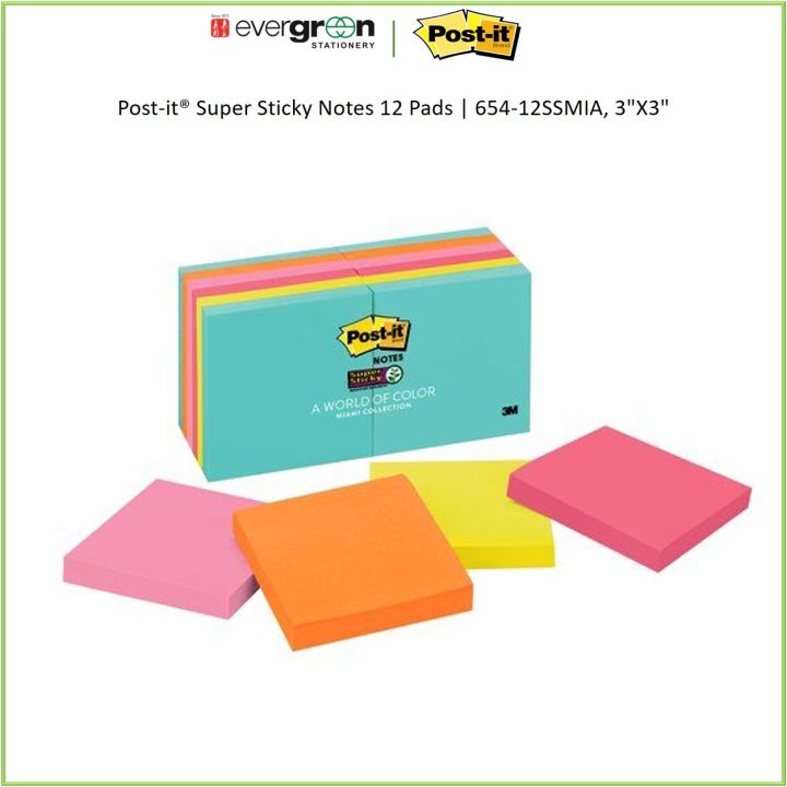 3M Post-it® Super Sticky Notes 12 Pads | 654-12SSMIA | Lazada Singapore