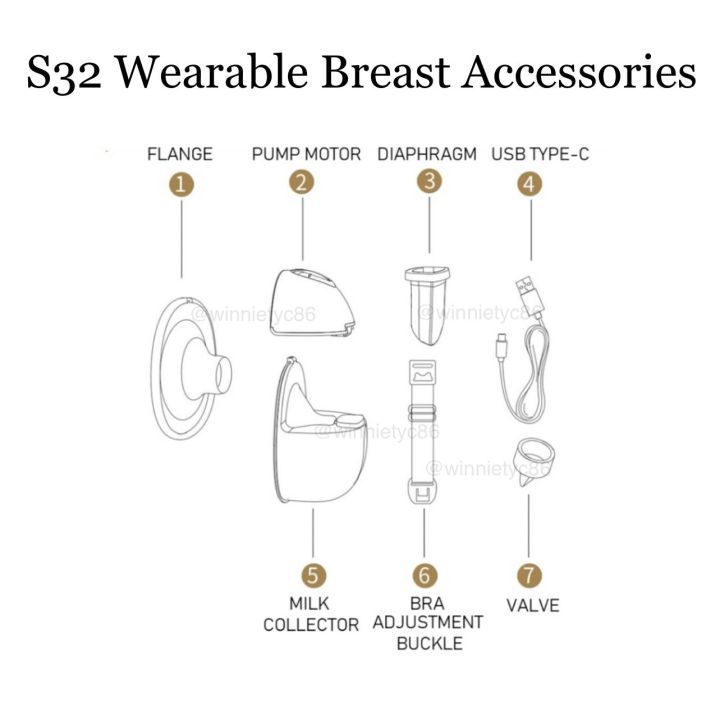 S32 S39 Wearable Breast Pump Spare Parts Accessories Handsfree ...