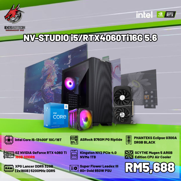 # DOTATECH NV-STUDIO i5/RTX4060Ti16G 5.6 - CUSTOM PC GAMING PACKAGE ...