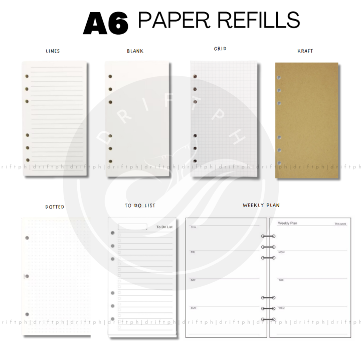 A6 Planner 6 holes refill pages loose leaf for binder A6 inserts ...