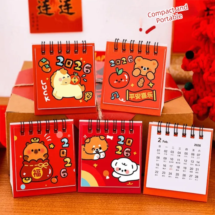 PICKIT Year 2026 Desk Calendar Portable Coil Binding Desktop Calendar ...