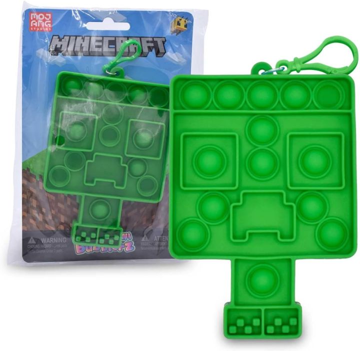 Minecraft Bubblerz Fidget Bubble Popper Backpack Hanger (Creeper, Cow ...