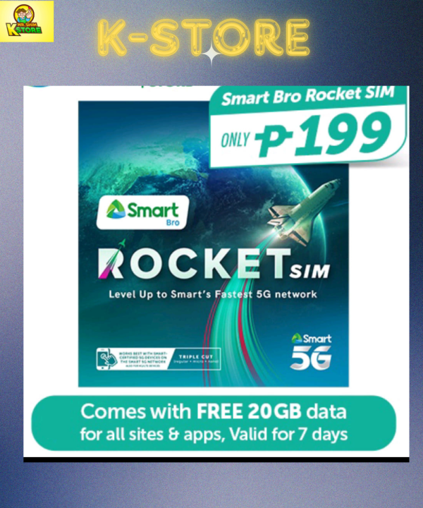 SMART Bro Rocket SIM 199 with 7 Days 20GB Data - KSHIM STORE | Lazada PH