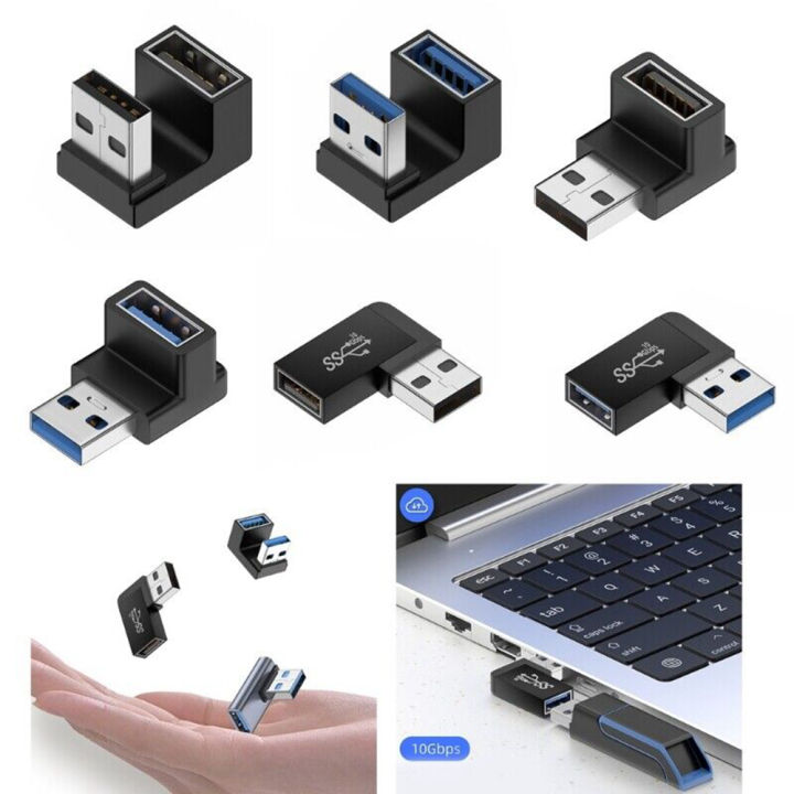 90 Degree USB 3.0 Adapter Vertical Up and Down Angle, Horizontal Left ...