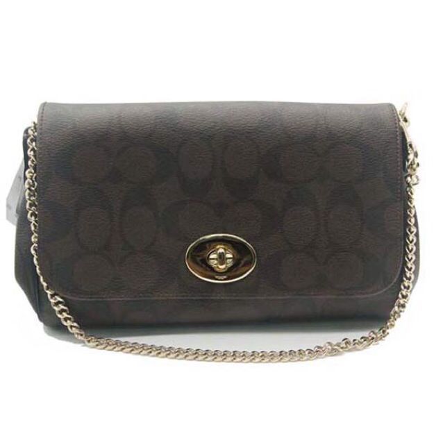 COACH 34615 คลาสสิกวัสดุพีวีซีกระเป๋าสะพายกระเป๋าคลัทช์กระเป๋าปุ่มล็อค ...