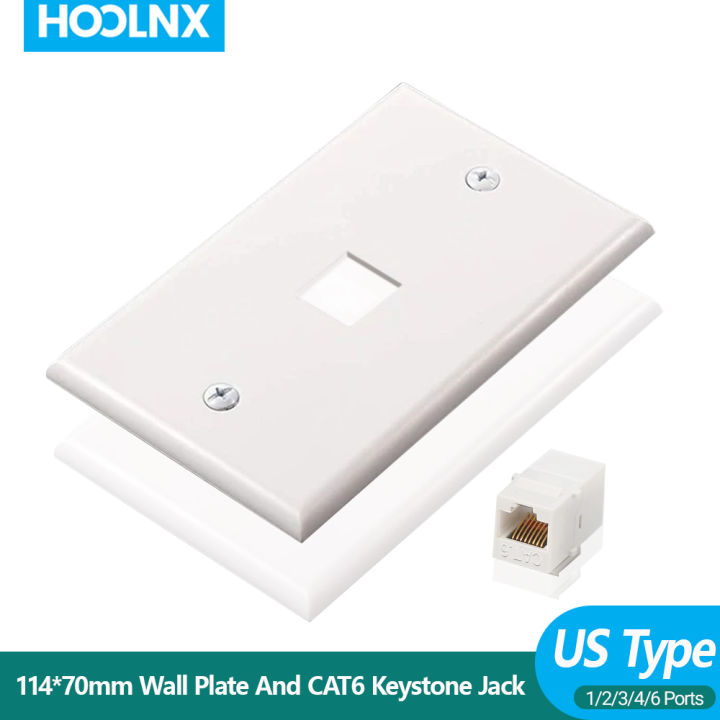 HOOLNX CAT6 Ethernet US Wall Plate Outlet , 1/2/3/4/6 Port RJ45 Network ...