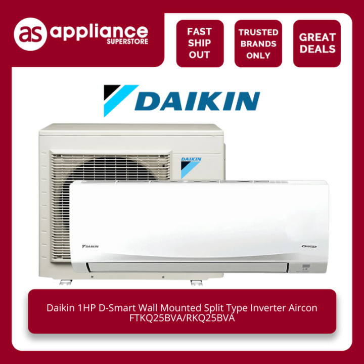Daikin 1HP D-Smart Series Wall Mounted Inverter Aircon FTKQ25BVA ...