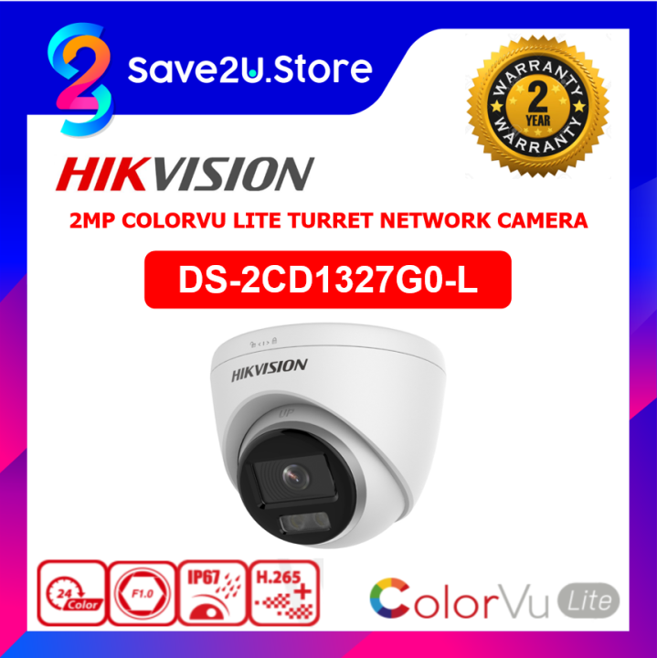 HIKVISION DS-2CD1327G0-L 2MP COLORVU LITE TURRET NETWORK CAMERA 4MM ...