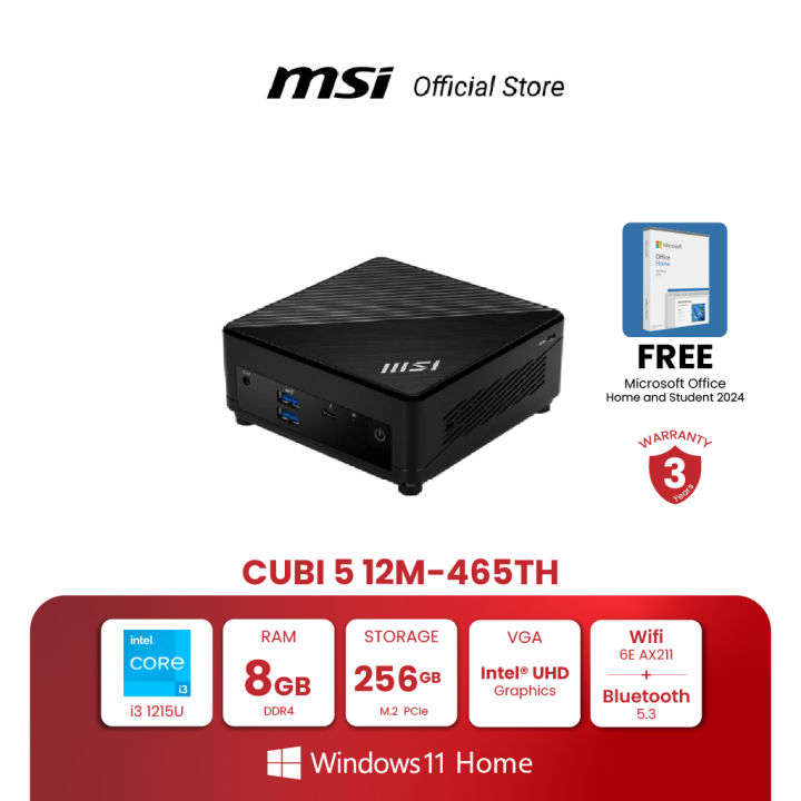 MSI MINI PC CUBI 5 12M-465TH | Intel Core i3-1215U | Intel UHD Graphics ...