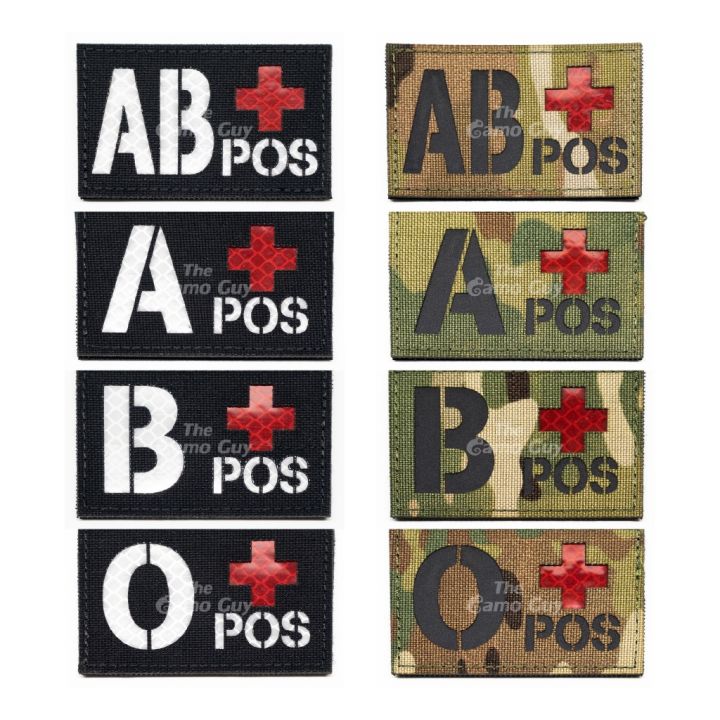 8x5cm Big Size IR Reflective Medical Blood Group Type Indicator Tactical Fashion Morale Patch ...