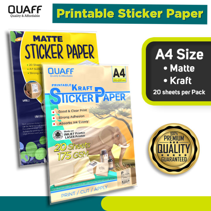 PaperCornerPh- 20sheets Matte Sticker Paper/ Kraft Sticker Paper 175gsm ...