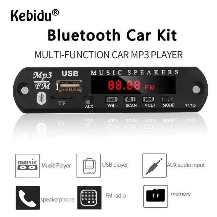 Bluetooth Car Music Player Decoding Board Module 12V Support USB TF FM ...