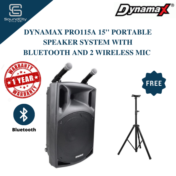 DYNAMAX PRO115A 15'' Portable Speaker System With Bluetooth And 2 ...