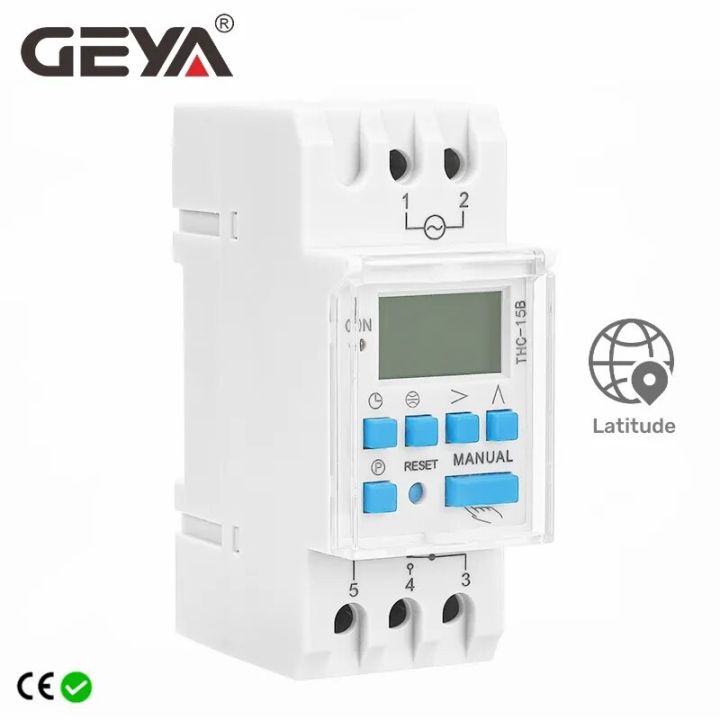 GEYA THC Astronomical Timer Switch LCD Display 16A 20A 30A Timing Control Latitude Switch 110V ...