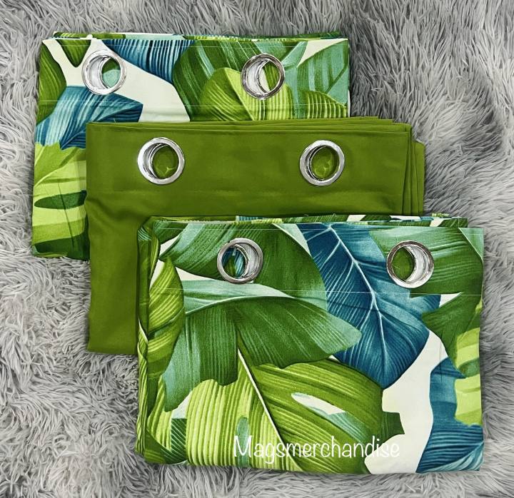 Green Dahon Ring Curtains - 7ft Canadian - Makapal sold per pc or 3in1 ...