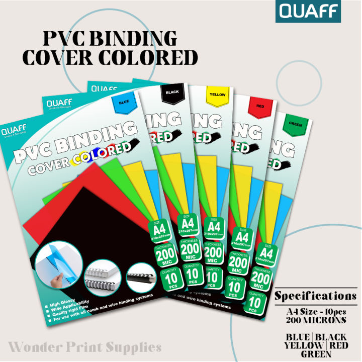 WPS A4 size QUAFF Colored PVC Binding Cover 200micron 10pcs/pack | Lazada PH