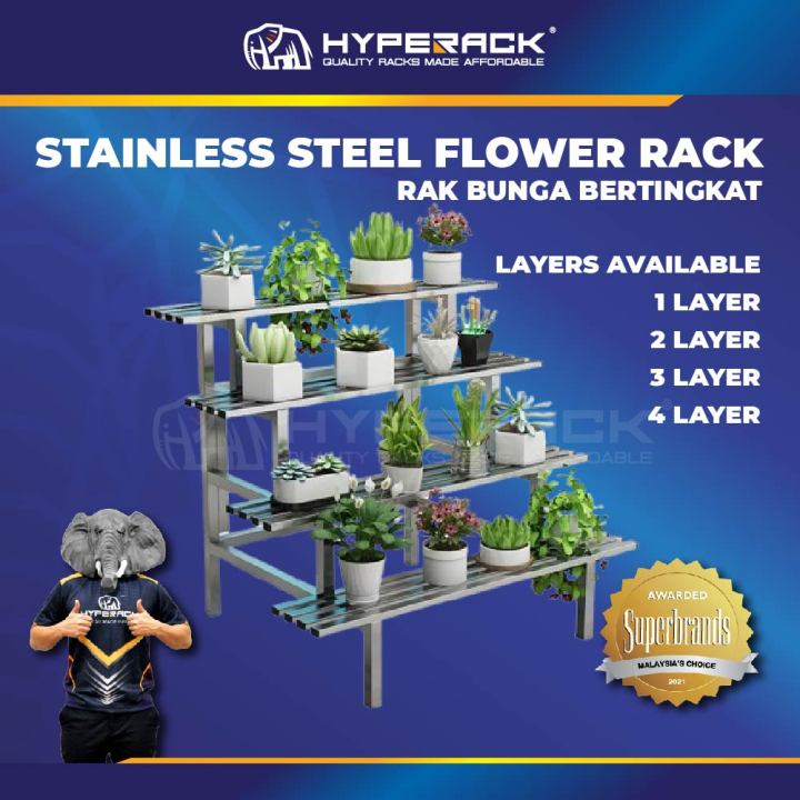 HYPERACK ™️ [Ready Stock] Rak Bunga Bertingkat Flower Rack Stainless ...