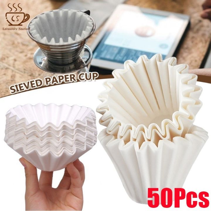 50/100Pcs Hand Brewed Drip Coffee Filter Paper Disposable Corrugated ...