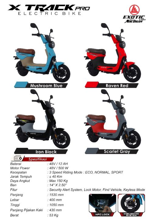 Sepeda Listrik Exotic X TRACK PRO 500 Watt With NFC Lock and DB ...