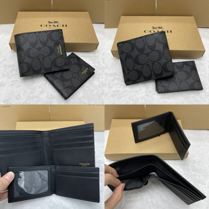 COACH F74586 Dompet Pendek Pria Wallet Dompet Pria Dompet Kulit（Cokelat ...