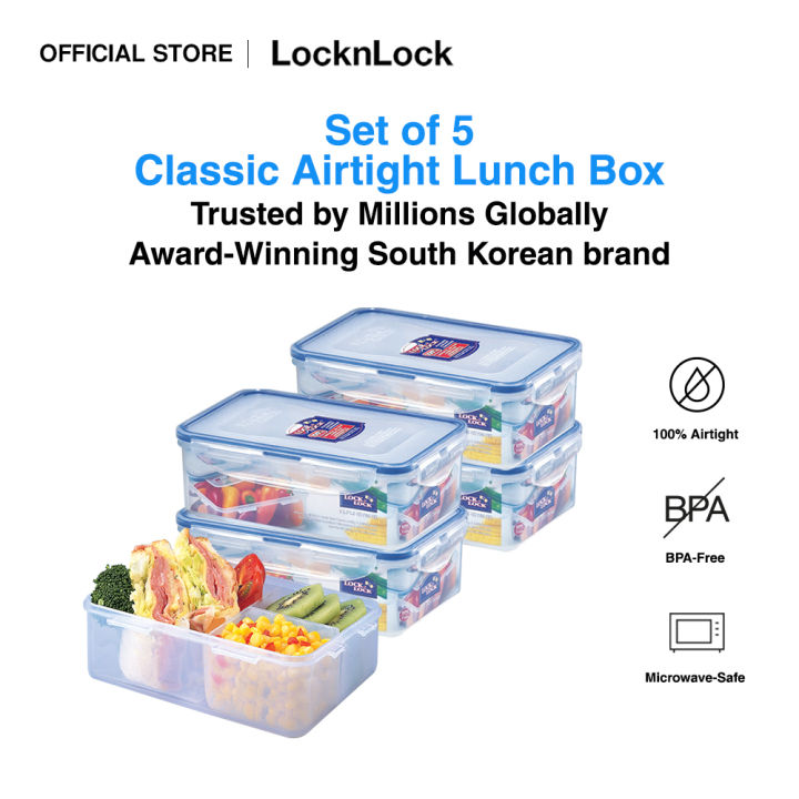 LocknLock Set of 5 Classic Airtight Lunch Box with Divider | Lazada PH