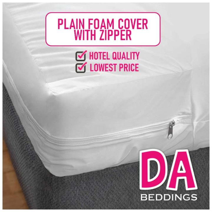 HOTEL QUALITY PLAIN WHITE FOAM COVER WITH ZIPPER COTTON MATERIAL ...