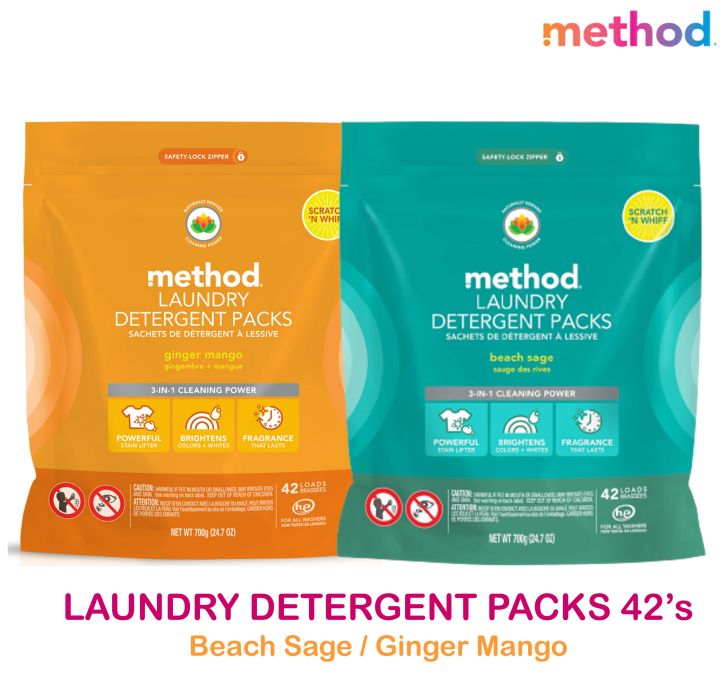 METHOD LAUNDRY DETERGENT PACKS / POD 42 LOADS 700g - BEACH SAGE ...