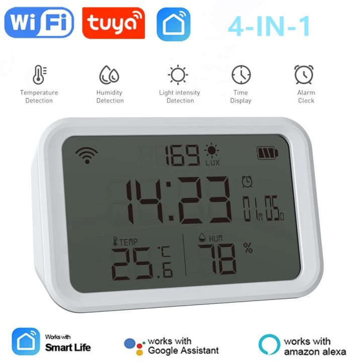 【Prime deal】 Tuya Smart Wifi 4-In-1 Temperature Humidity Sensor ...