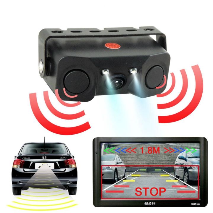 3 In 1 Car Camera Parking Reverse Radar System Backup Hd Camera & Radar ...