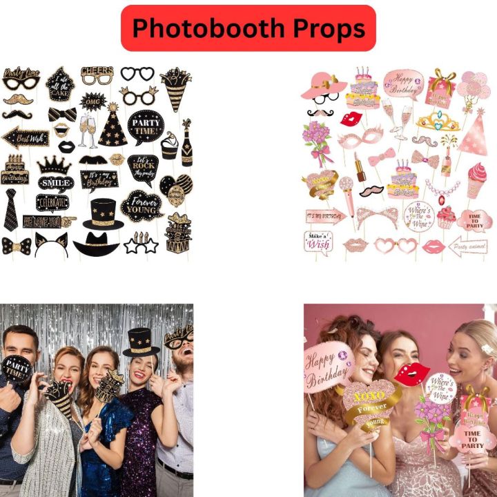 (SG Seller) Birthday Photo Booth Props, Birthday Decorations, Black ...