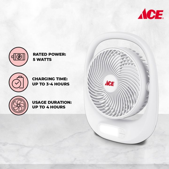 ACE 7 RECHARGEABLE FAN WITH LIGHT | Lazada PH