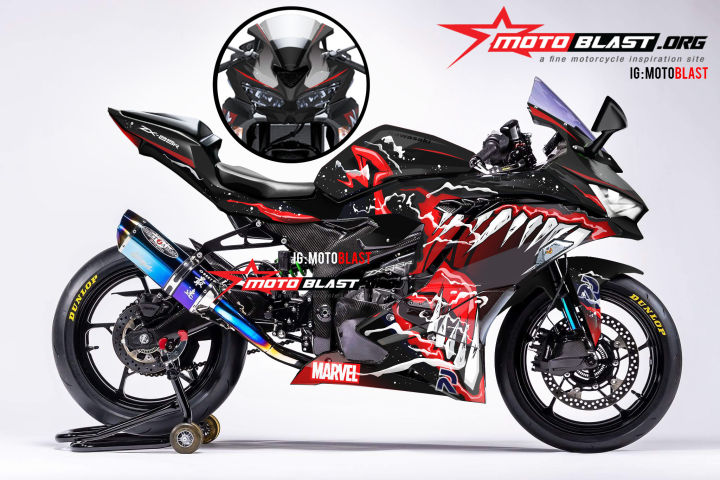 Decal Stiker Ninja ZX25R Livery Venom in Black Full Body Motoblast ...