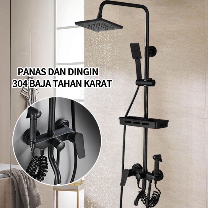 SUS304 Shower Set Paket Lengkap Shower Besi Stainless Shower dan Bulat ...