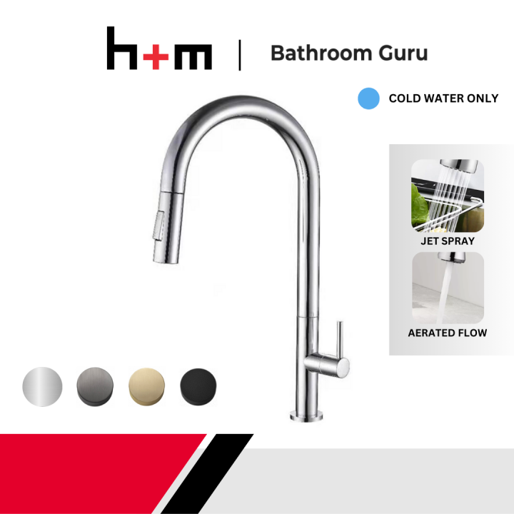 h+m Cold Water Kitchen Tap with Pull Out Spout - 2 Functions - KX8111 ...