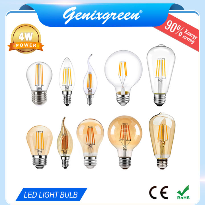 LED Edison Bulb ST64 A19 G80 C35 G45 4W LED Bulb E27 E14 Dimmable Light ...