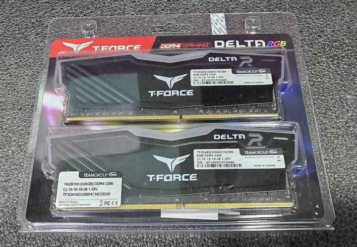 RAM DDR4-3200-16GB (8GBX2) TEAM DELTA RGB BLACK T-FORCE | Lazada.co.th