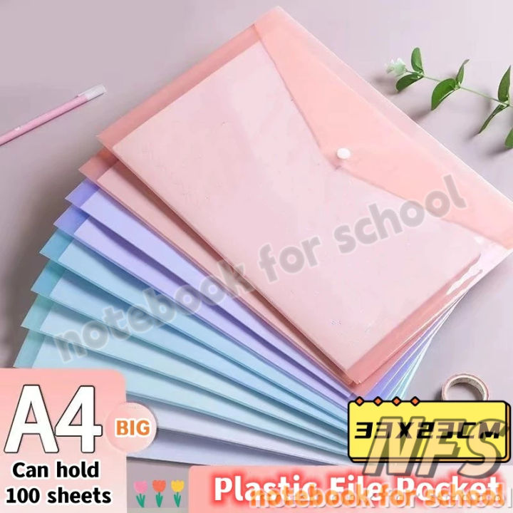 A4 Transparent Envelope Folder Clear Snap Button File Case Plastic ...
