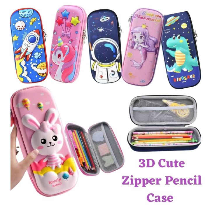 MnKC 3D Kids Zipper Pencil Case Pencil Box with Cute Cartoon Animal ...