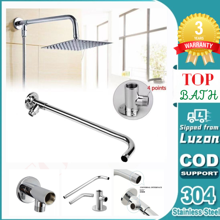 🔝Top Bath Wall Mounted Shower Arm Extension Rod 304 Stainless Steel ...