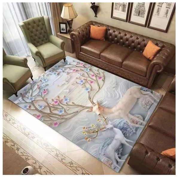 150 x 180cm 3D Geometric Carpet Comfortable Lounge Area Rectangular ...