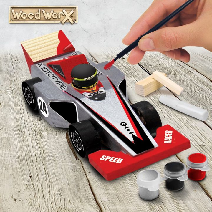 Wood WorX Mini Racing Car Kit (FSC) by Colorific [DIY Craft Kit ...