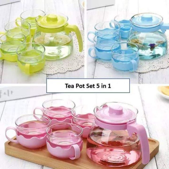 PROMO BISA COD!!! Tea Pot Set Kaca 5 in 1 | Lazada Indonesia