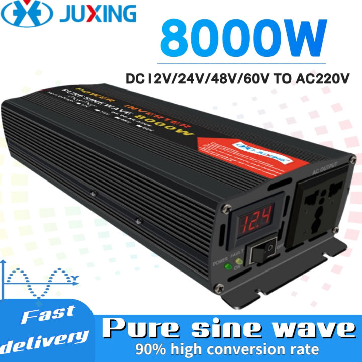 JUXING 8000W Pure Sine wave Portable Power Inverter DC 12V/24V/48V60V to AC 220V With LED ...