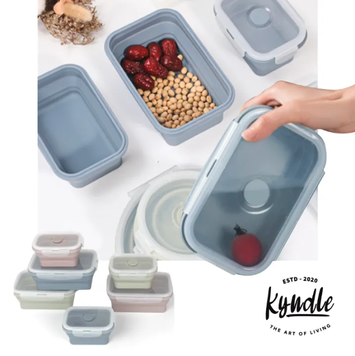 [SG Stock] Set of 4 Collapsible Silicone Container Storage Lunch Box ...