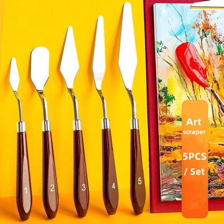 5 Piece stainless steel Artist Knife Set Oil Painting Mixing Tool ...