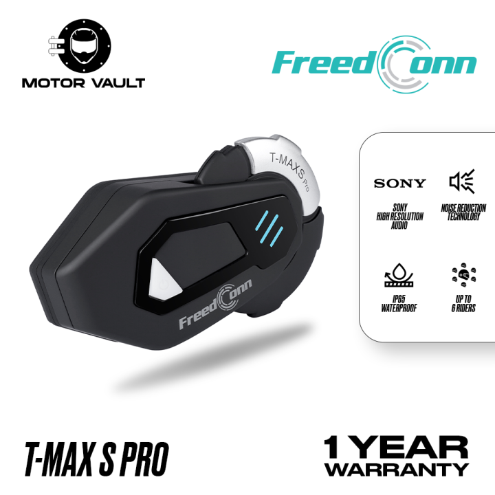 FreedConn T-Max S Pro Motorcycle Intercom I Sony Audio, Noise Reduction ...
