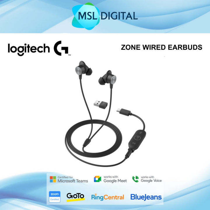 Logitech Zone Wired Earbuds (Graphite) | Logi Tune Supported | Noise ...
