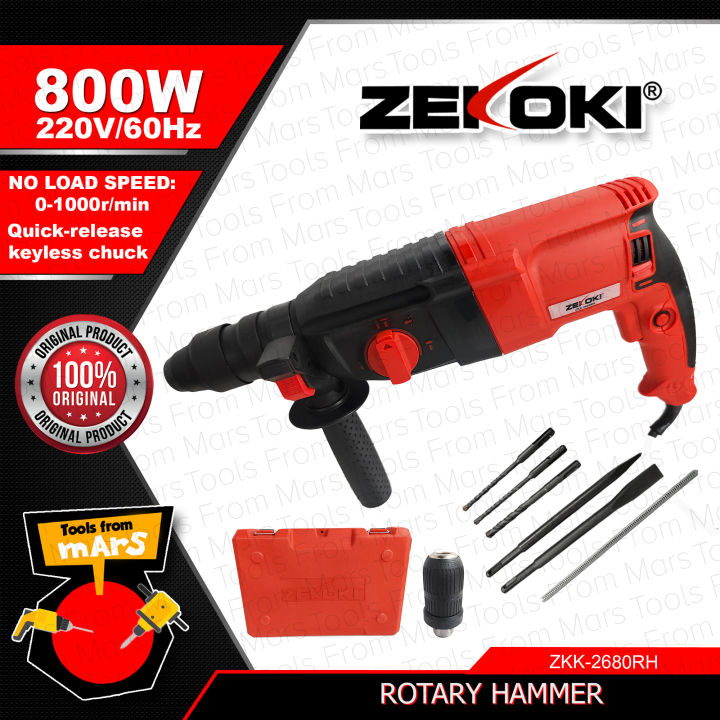 Zekoki 800W SDS PLUS Rotary Hammer Concrete Chipping Gun Electric ...