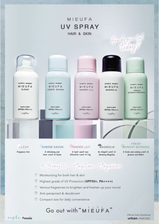 ֍Picasso Hair֍ Mieufa UV Cut Floral Hair & Skin Perfume Spray SPF50+ PA++++ 80g | Lazada Singapore