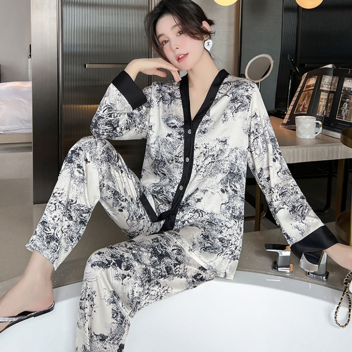 Pyjamas Sleep Sexy Pajamas Women Autumn and Winter Long Sleeve Long ...